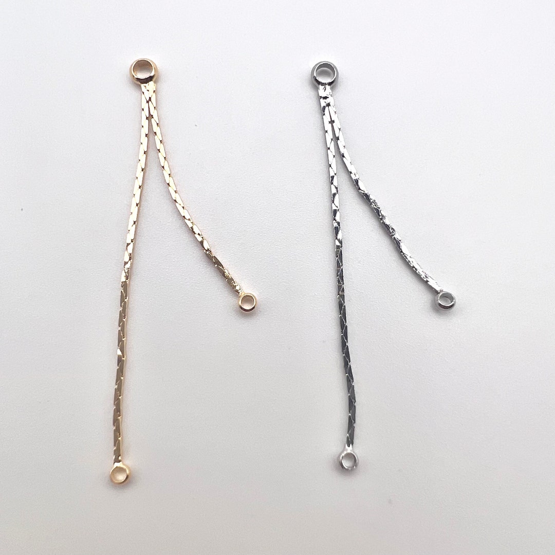 10pcs- Brass Chain Earrings Connector With Loops, 18k Gold/ Rhodium ...