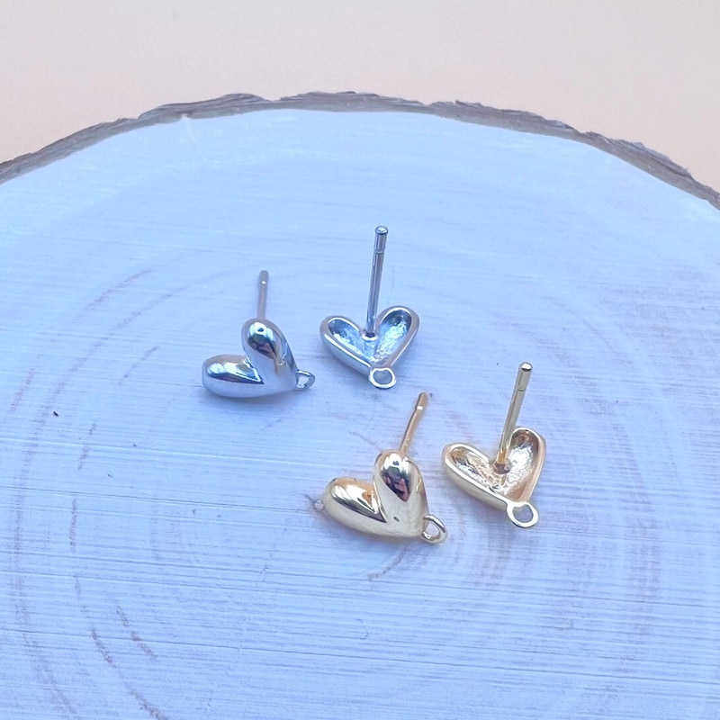 Gold Heart Post Connector Earrings - Etsy