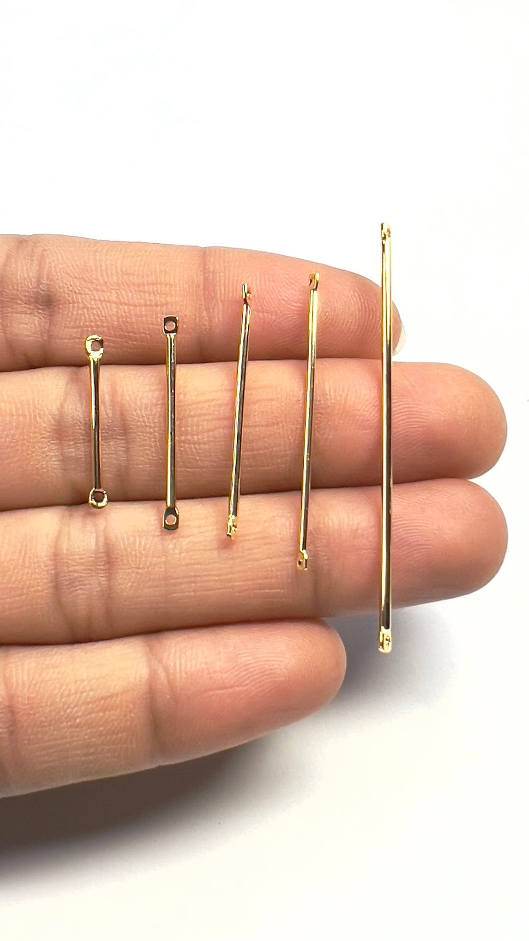10pcs- 18k Gold Plated Double Hole Needle Connector, Copper Needle ...