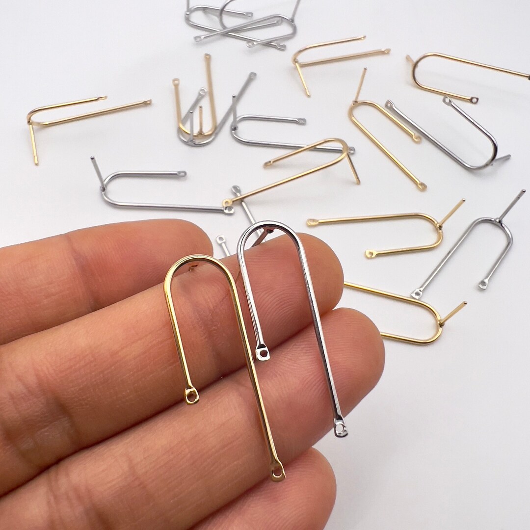 10pcs- Long Arch Shape High-low Stud Posts With 2 Loops, Stainless ...