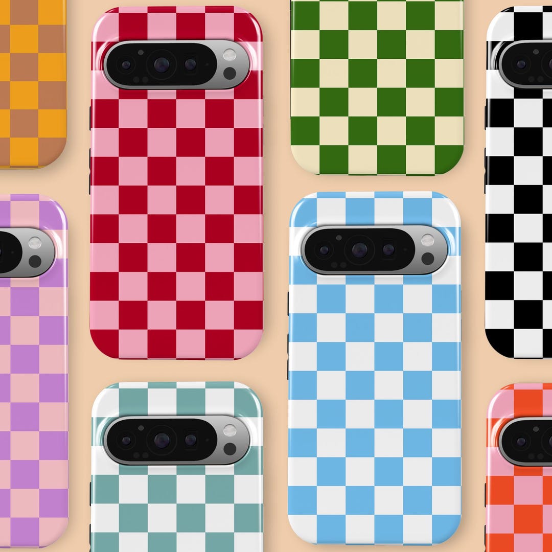 Custom Checkered Color Phone Case Retro Minimalist Checkered Cover Fit ...