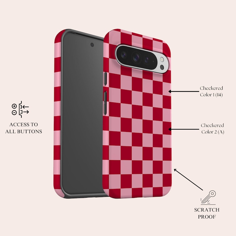 Custom Checkered Color Phone Case Retro Minimalist Checkered Cover Fit ...