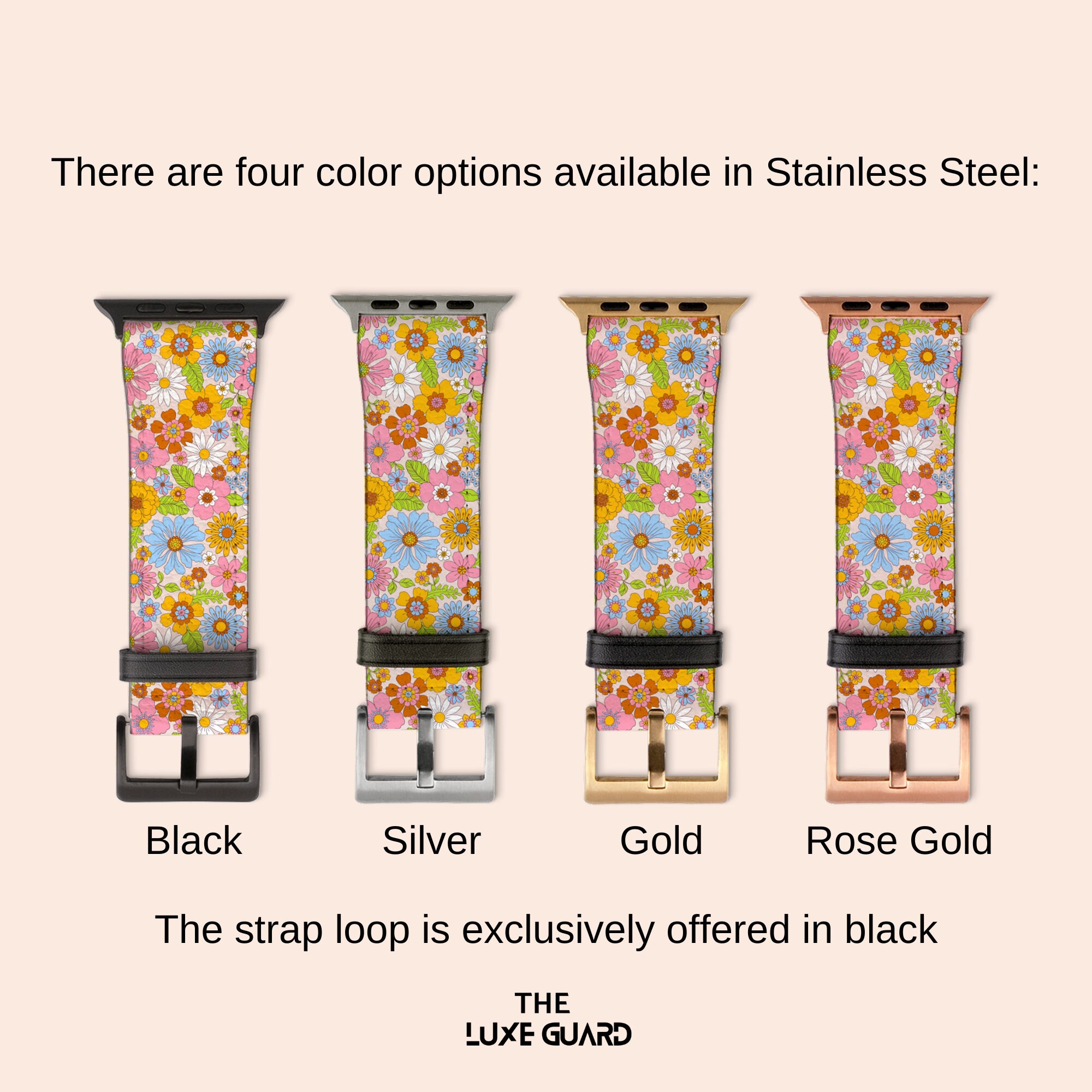 70s Hippie Flowers Watch Strap Fit for Apple Watch Series 1 2 3 4 5 6 7 ...