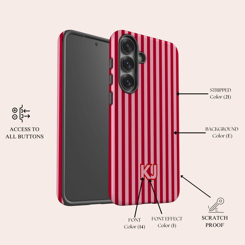 Custom Initials Color Striped Phone Case Retro Vertical Lines Phone ...