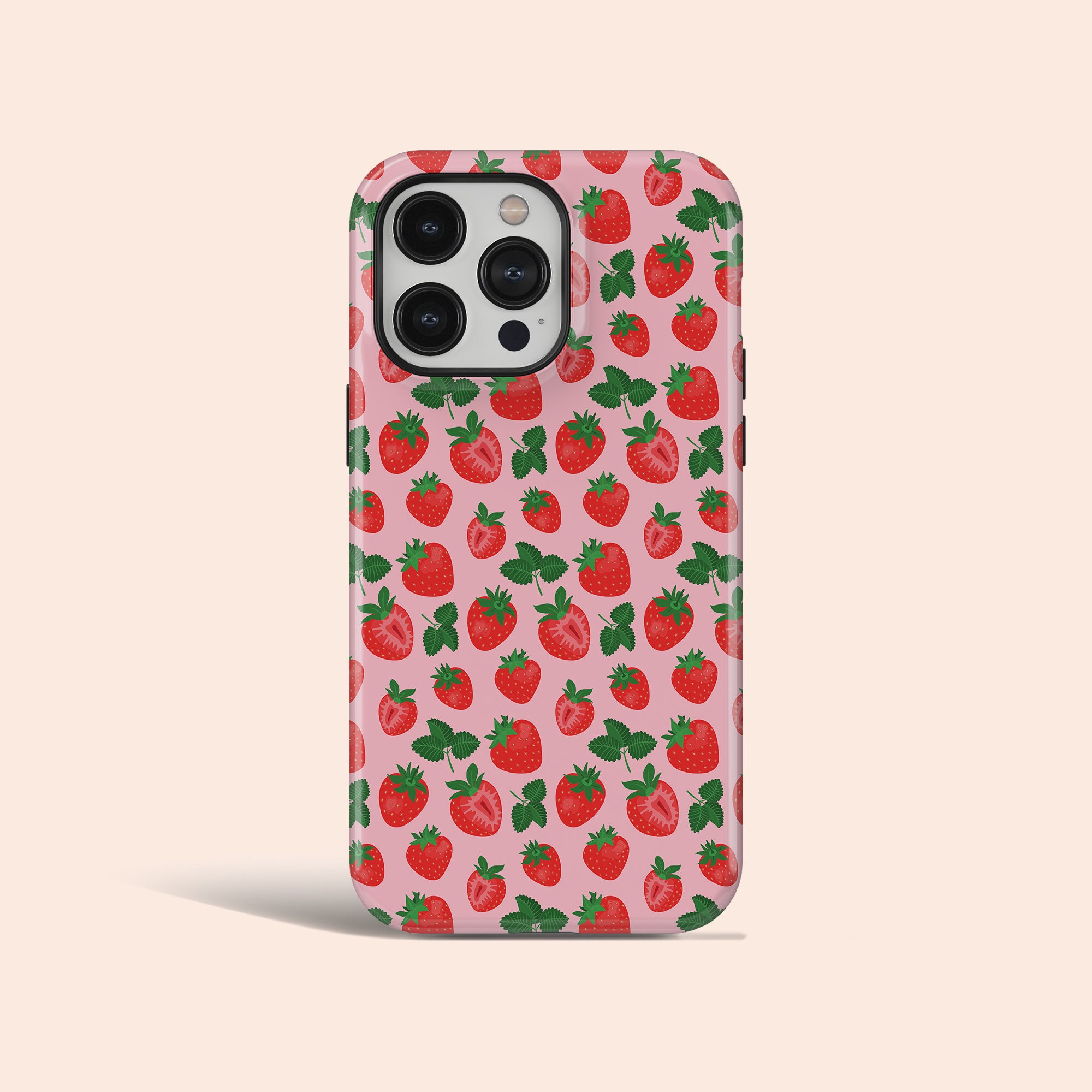 Pink Strawberry Phone Case Cute Kawaii Fruit Phone Cover Fit for iPhone ...