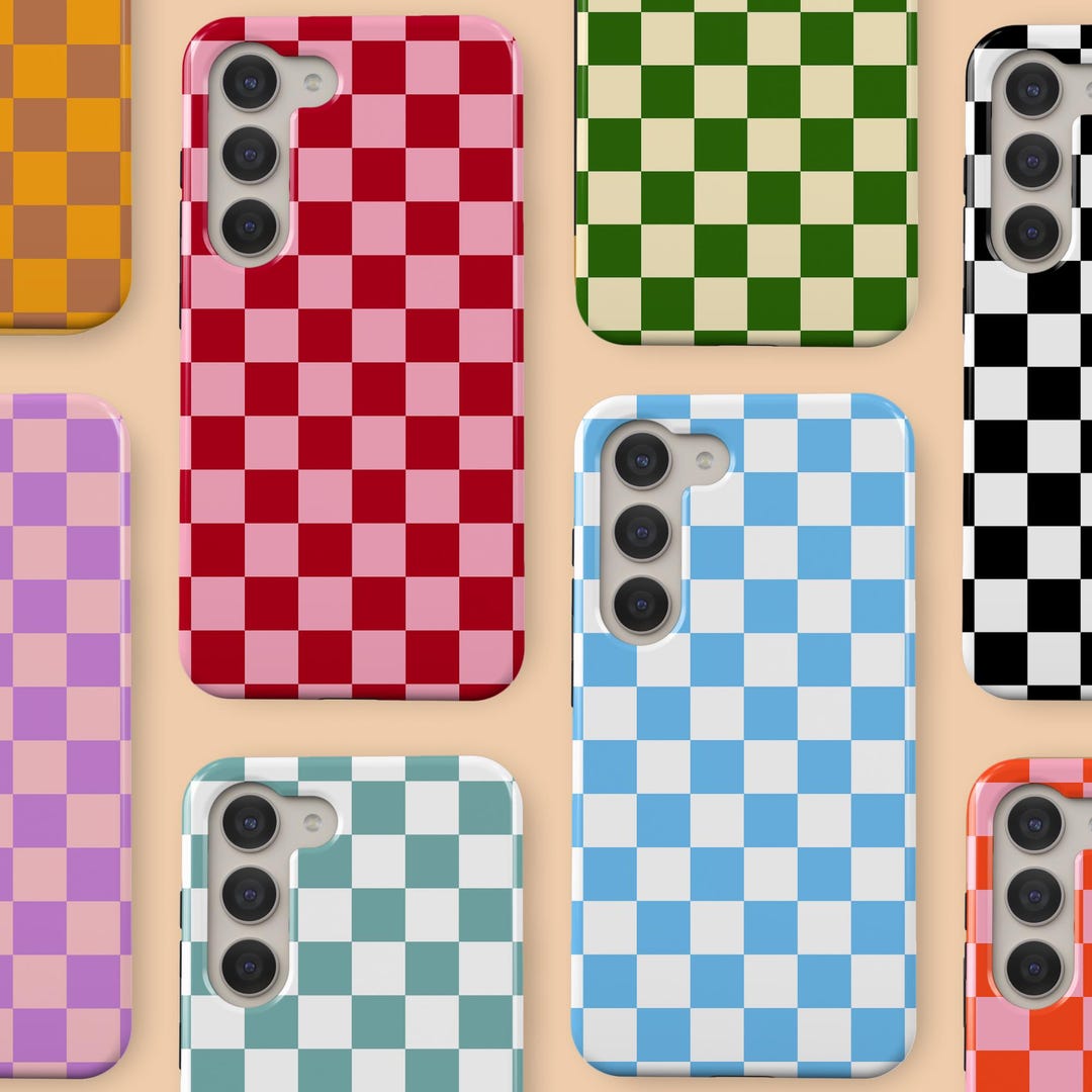 Custom Checkered Color Phone Case Retro Minimalist Checkered Phone ...