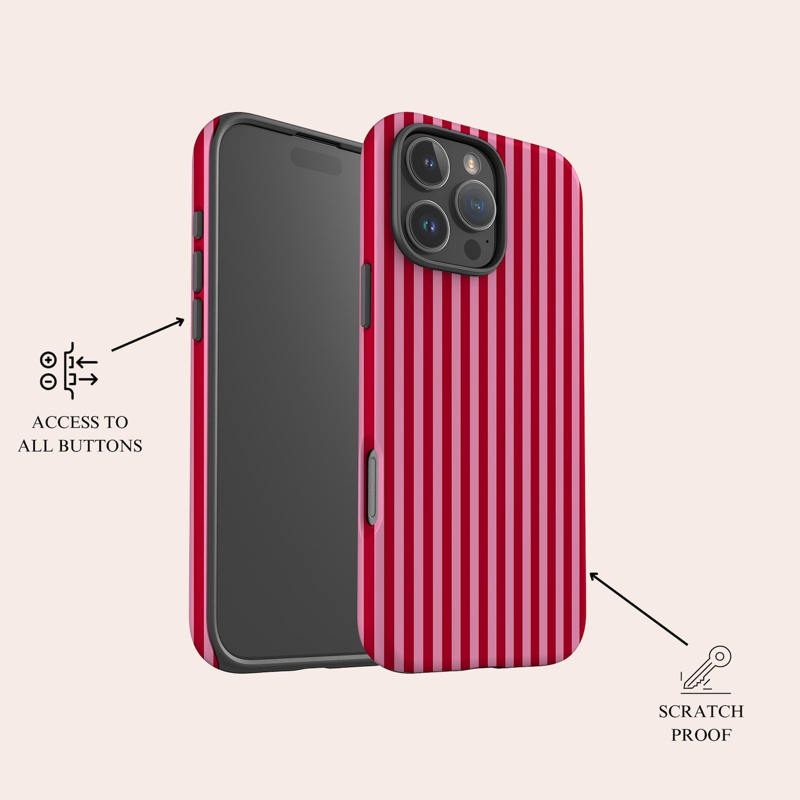 Custom Color Striped Phone Case Retro Minimalist Vertical Lines Magsafe ...