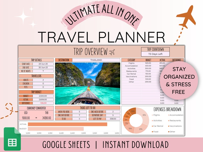Travel Planner Digital Travel Planner for Travel Itinerary - Etsy UK