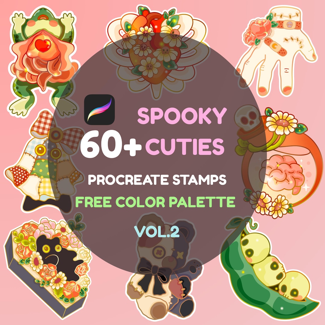 Kawaii Spooky Procreate Stamps Doodle Stamp Brush for iPad , Sticker ...