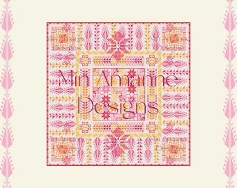 Palestinian Tatreez Cypress Trees and Stars Cross Stitch Pattern ...