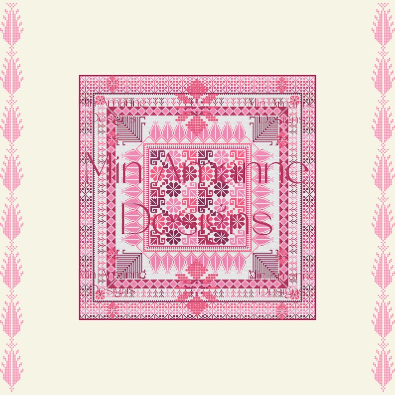 Palestinian Tatreez Roses and Arrows Cross Stitch Pattern Instant PDF ...