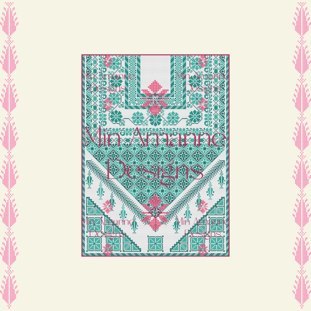 Palestinian Tatreez Thobe Chest Panel Cross Stitch Pattern | Instant ...