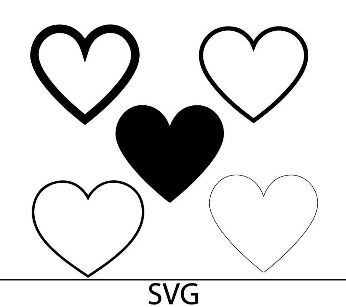 Valentine Svg Bundle, Heart Outline SVG, Heart Cut Files, Heart Clipart ...