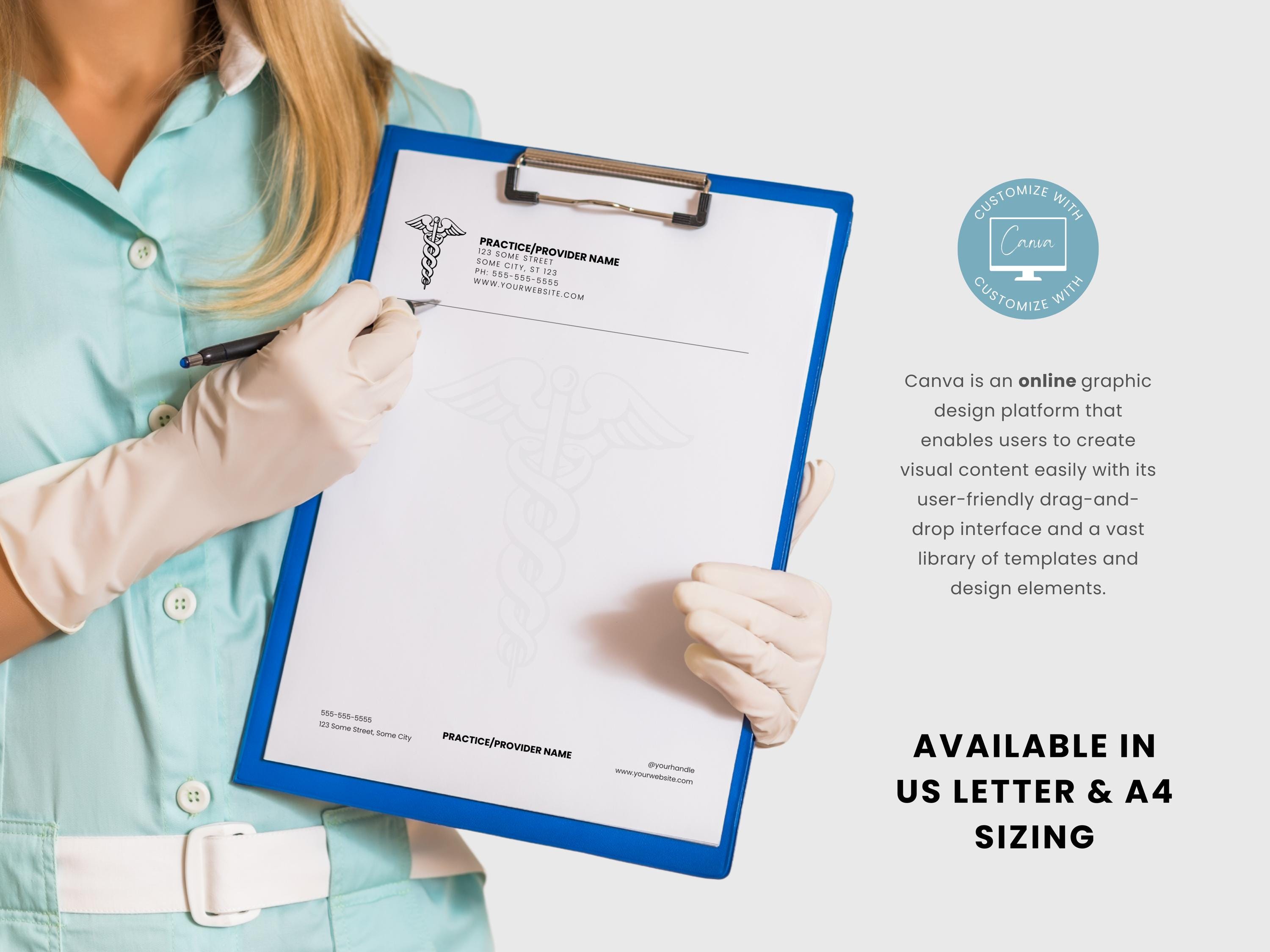 Doctor Letterhead, Nurse Stationery, Editable Letterhead Template ...