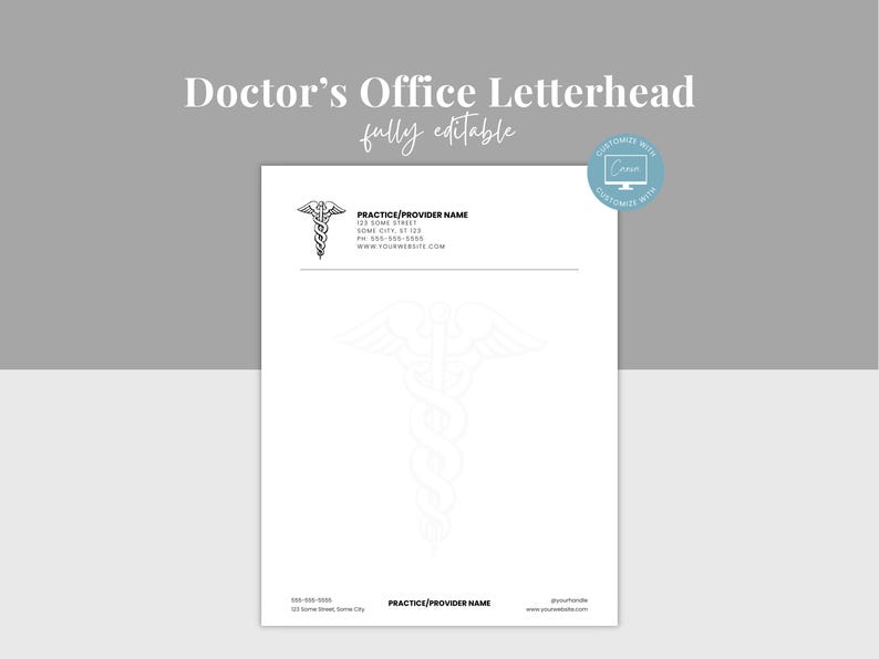 Doctor Letterhead, Nurse Stationery, Editable Letterhead Template ...