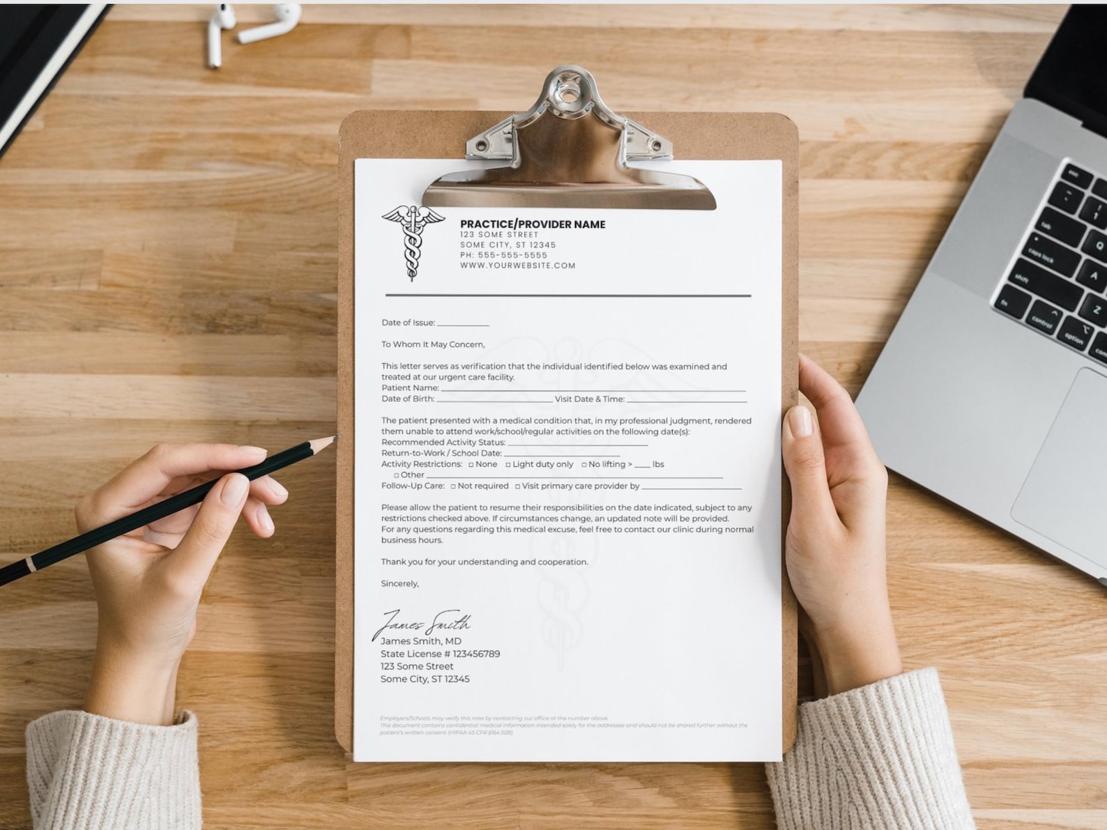 Urgent Care Doctor's Excuse Note Template, Editable Dr Note for Work ...