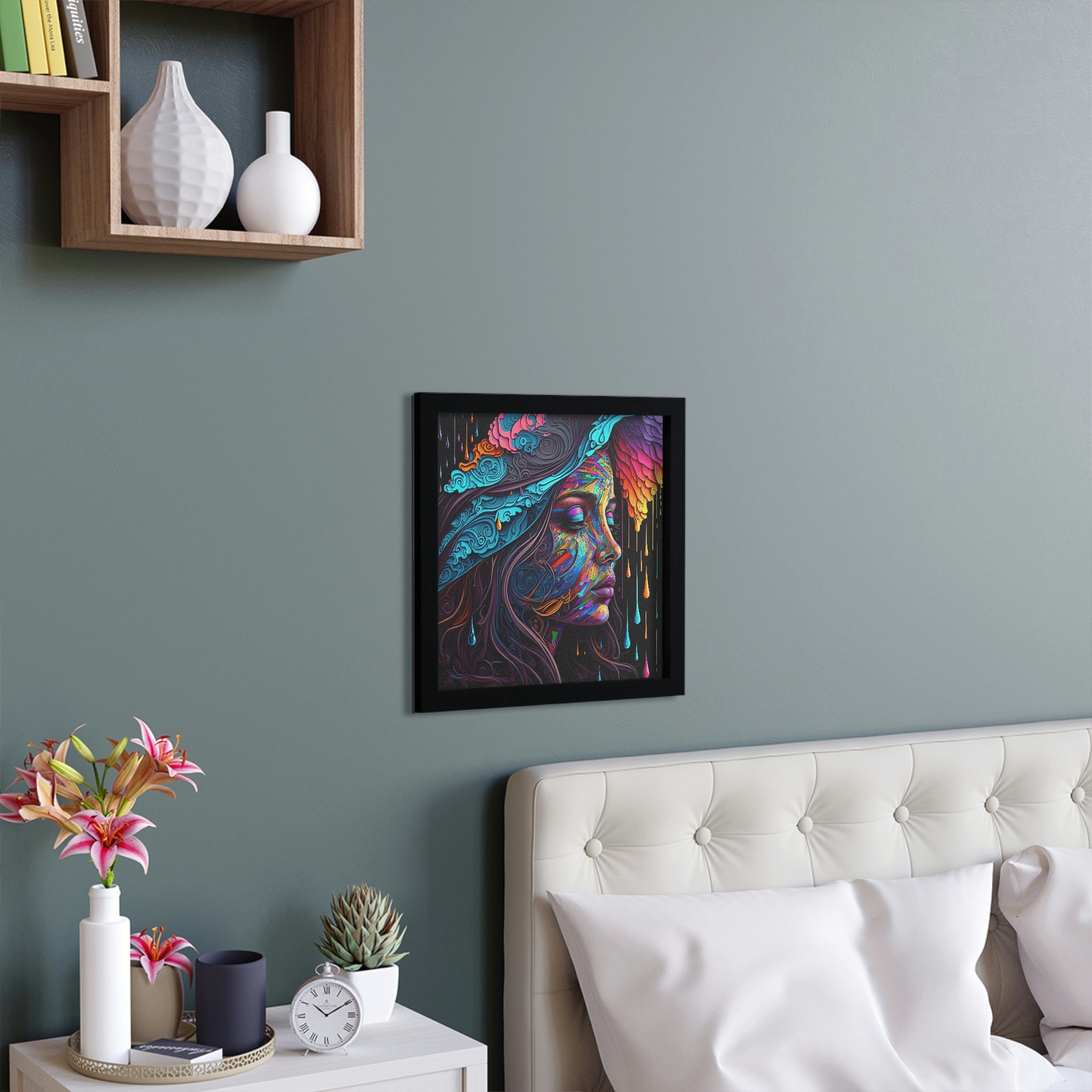 Psychedelic Rain Goddess Poster Framed - Etsy