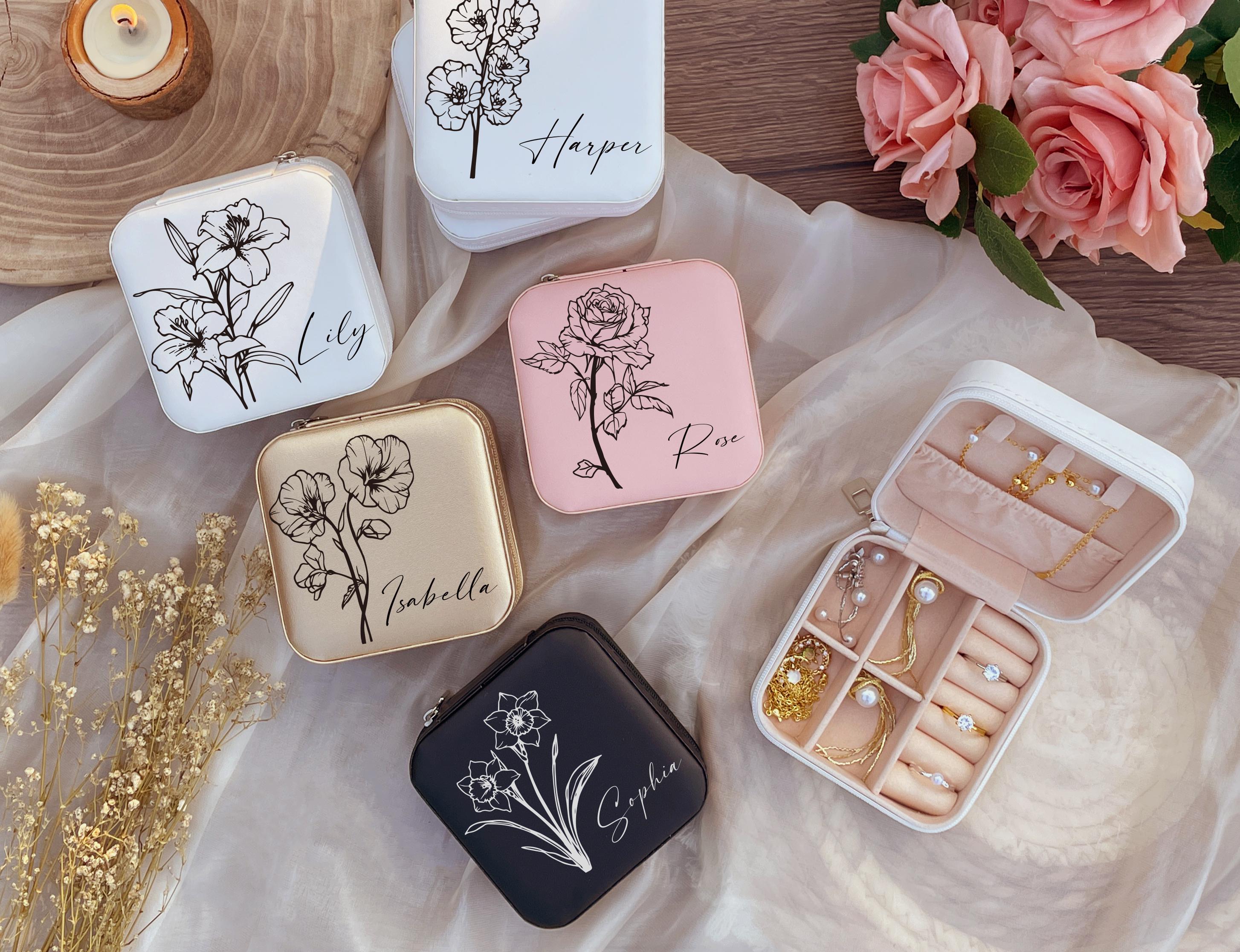 Personalized Jewelry Box, Custom Bridesmaid Gift Box, Travel Jewelry ...