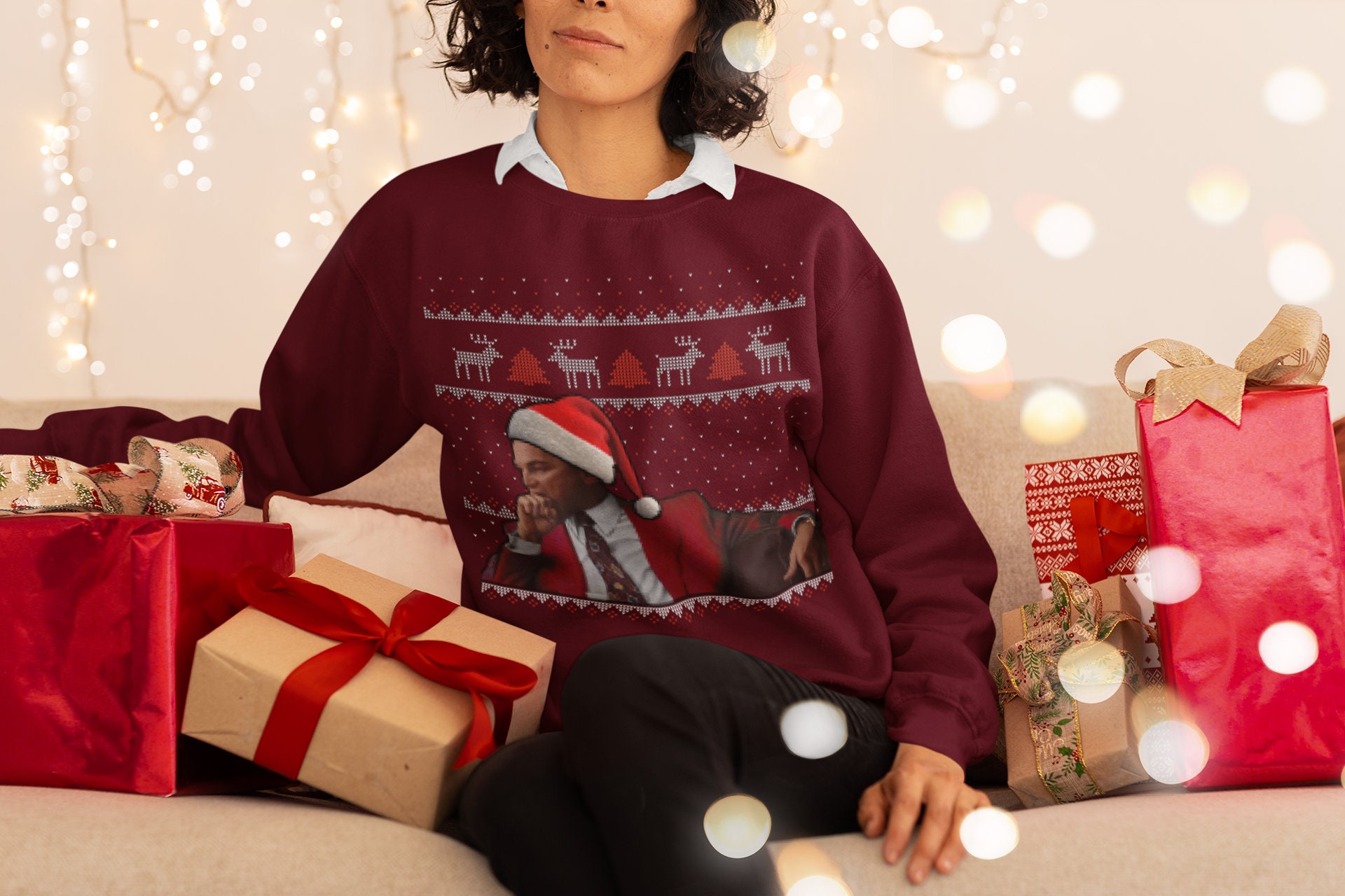 Leonardo Dicaprio Meme Christmas Jumper Ugly Xmas Sweater Adults & Kids ...