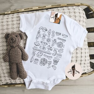 Pasta Baby Kids Tee, Spaghetti Fettuccini Ravioli Noodle Baby Shirt ...