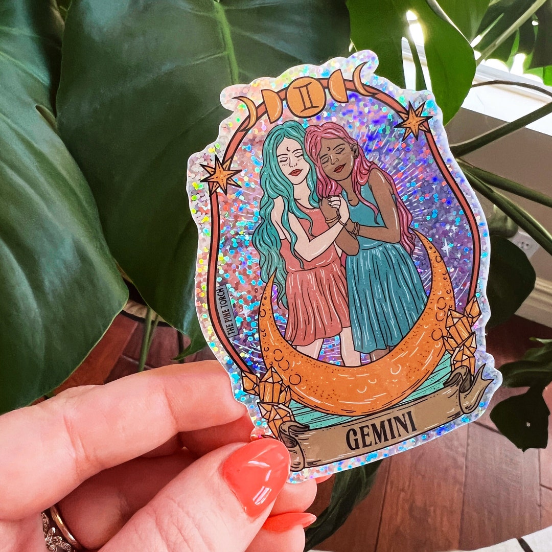 Gemini Zodiac Glitter Sticker, Gemini Sticker, Zodiac Kids Glitter ...