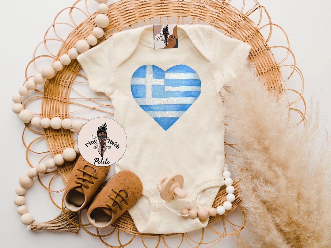 Greek Flag Baby Announcement, Watercolor Greek Flag Bodysuit, Yiayia ...