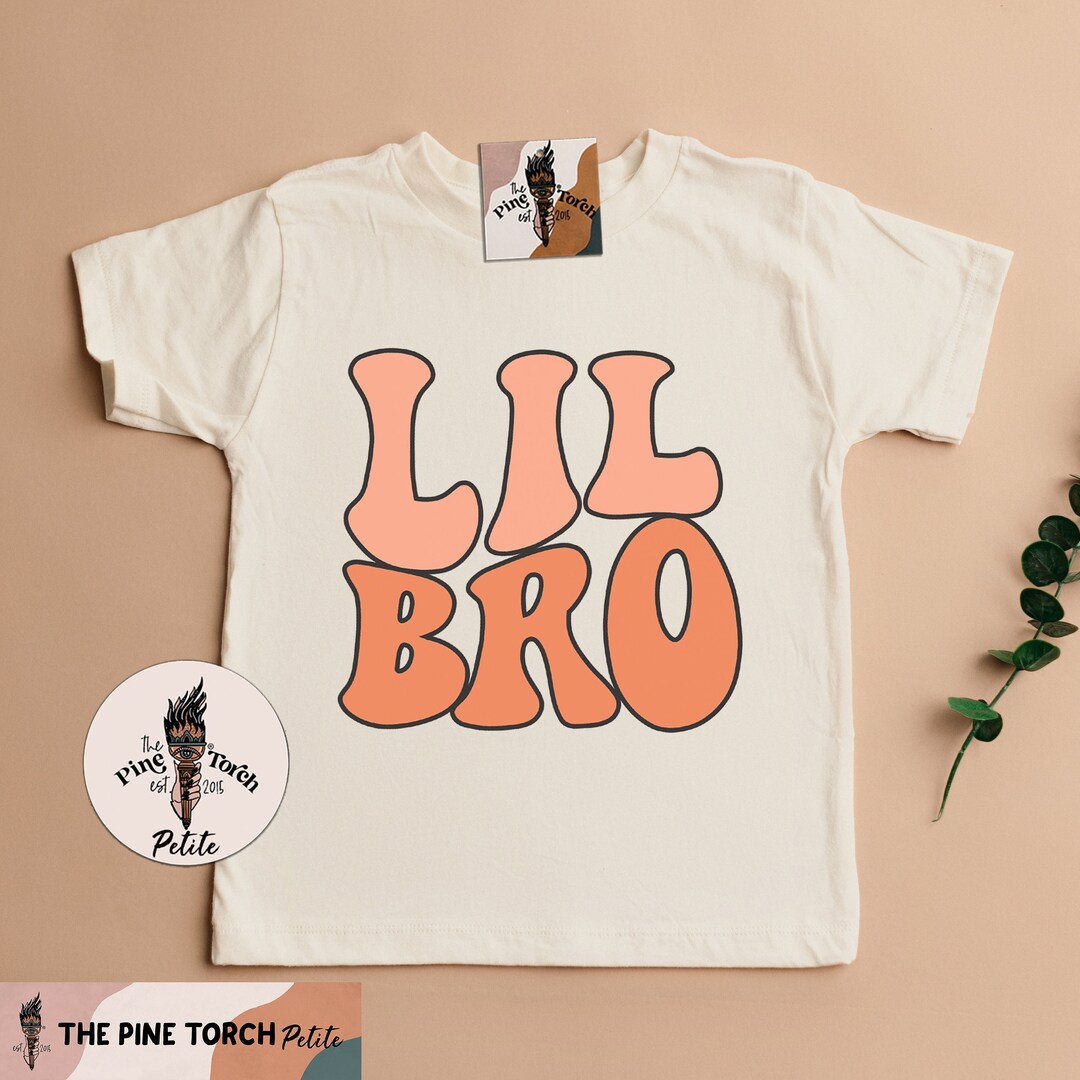 Little Brother Retro Wavy Text Announcement Shirt, Retro Lil Bro Shirt ...