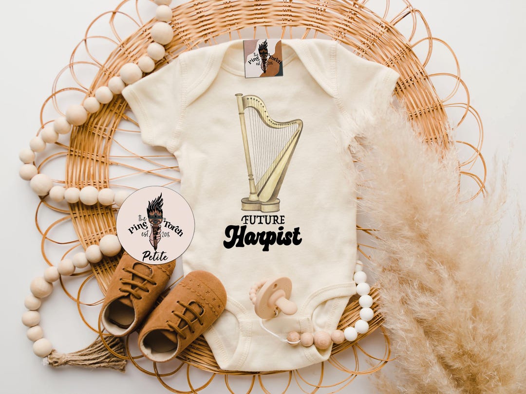 Future Harpist Player Bodysuit, Harp Baby Shirt, Little Harpist Horn ...