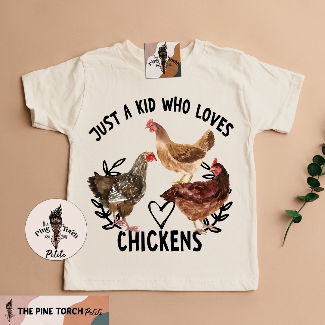 Chickens Kids Tee, Just a Kid Who Loves Chickens Clothes, Farm Chickens ...