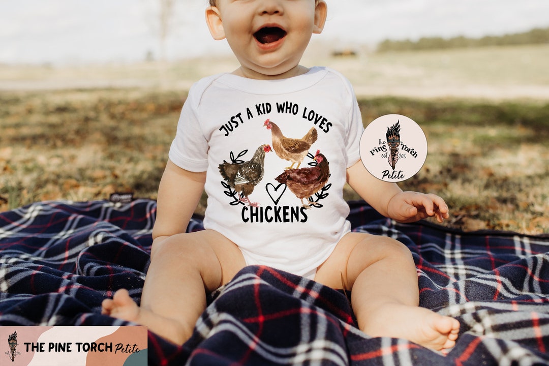 Chickens Bodysuit, Just a Kid Who Loves Chickens Clothes, Farm Chickens ...