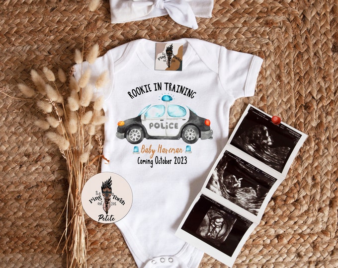 Personalized Police Pregnancy Announcement, Little Rookie Police Baby ...
