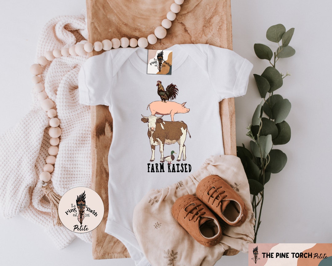 Farm Raised Bodysuit, Farmer Baby Clothes, Farm Fresh Kids Shirt, Retro ...