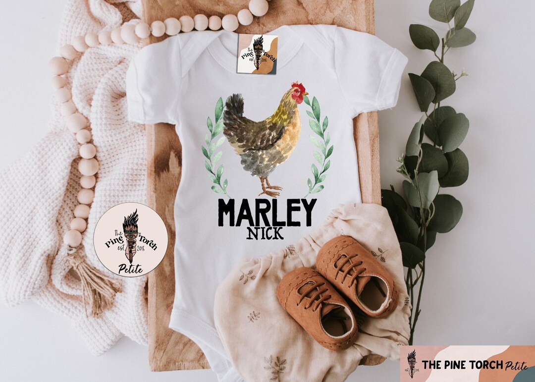 Personalized Chicken Bodysuit, Custom Chicken Baby Shower Gift, Chicken ...