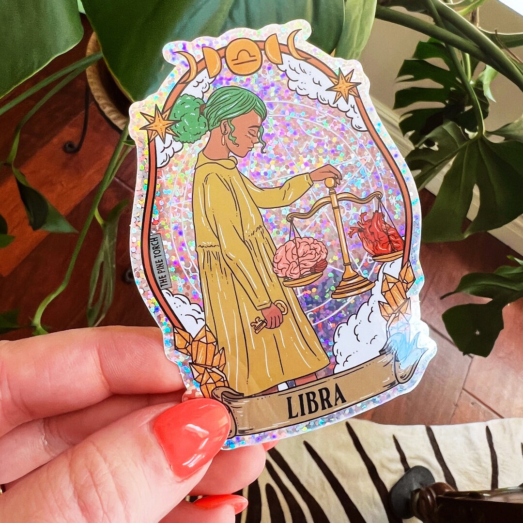 Libra Zodiac Glitter Sticker, Libra Sticker, Zodiac Kids Glitter ...