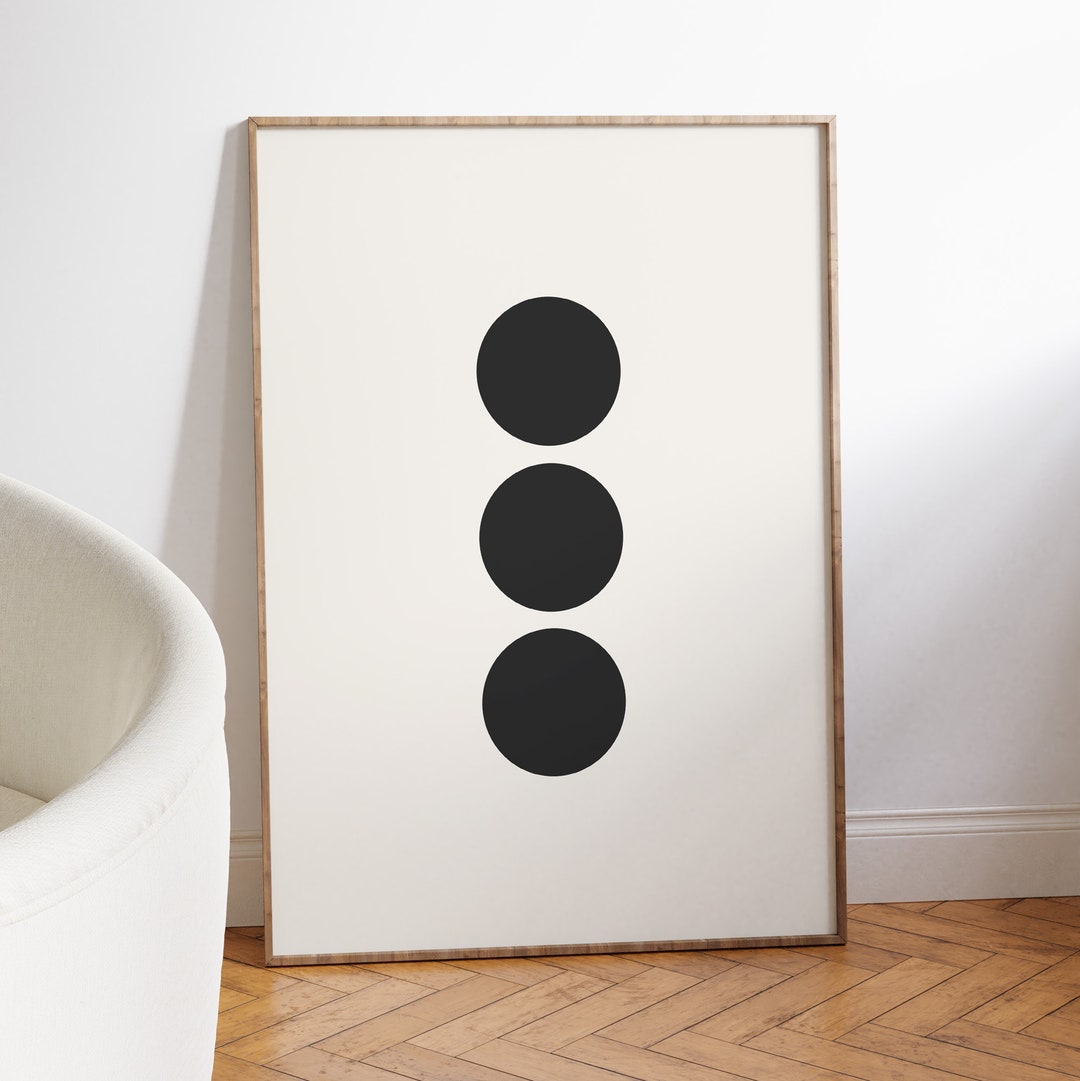 Minimalist 3 Black Circles Art Print Neutral Living Room Wall Art ...
