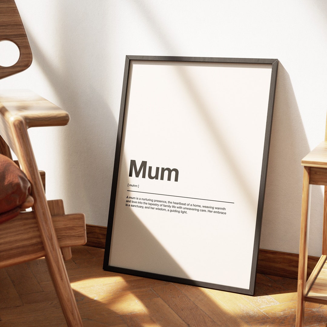 Mum Definition Minimalist Art Print Mothers Day Gift Idea Cute Wall Art ...