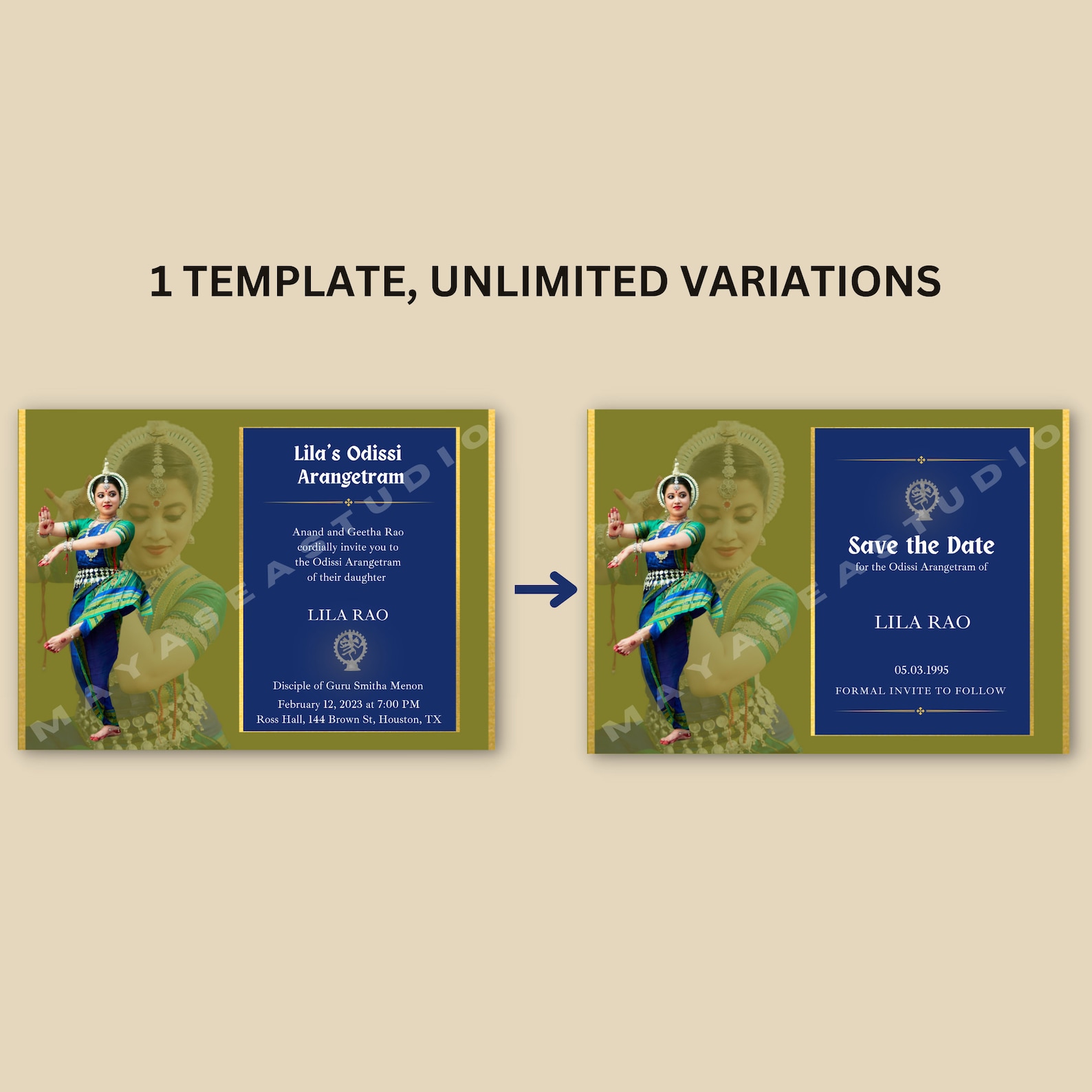 Arangetram Invitation Template,arangetram Invite,bharatanatyam Invite ...