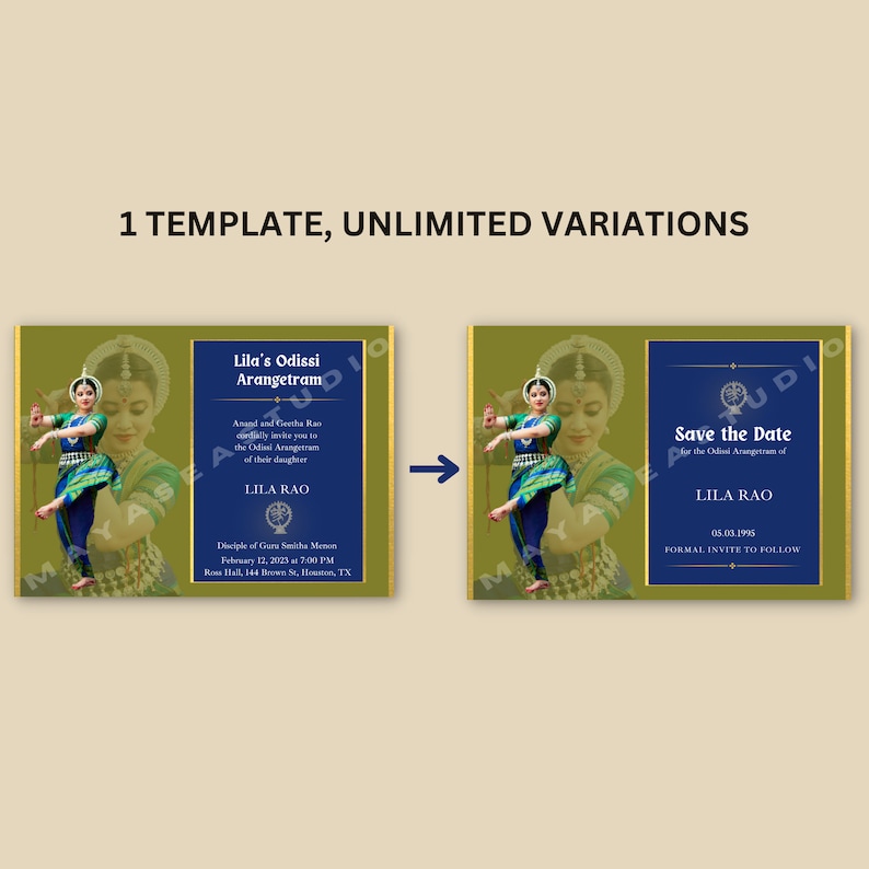 Arangetram Invitation Template,arangetram Invite,bharatanatyam Invite ...