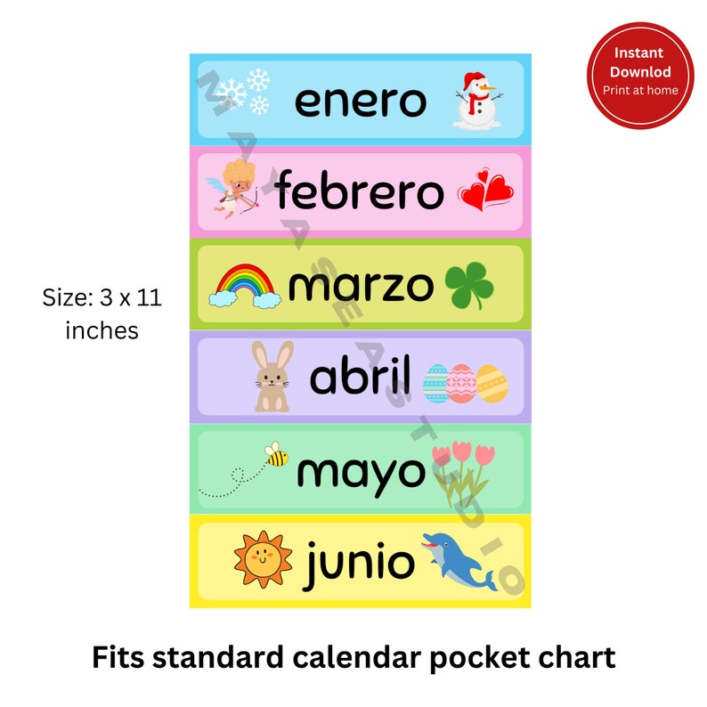 Los Meses Del Año, Spanish Months of the Year,months of the Year Poster ...