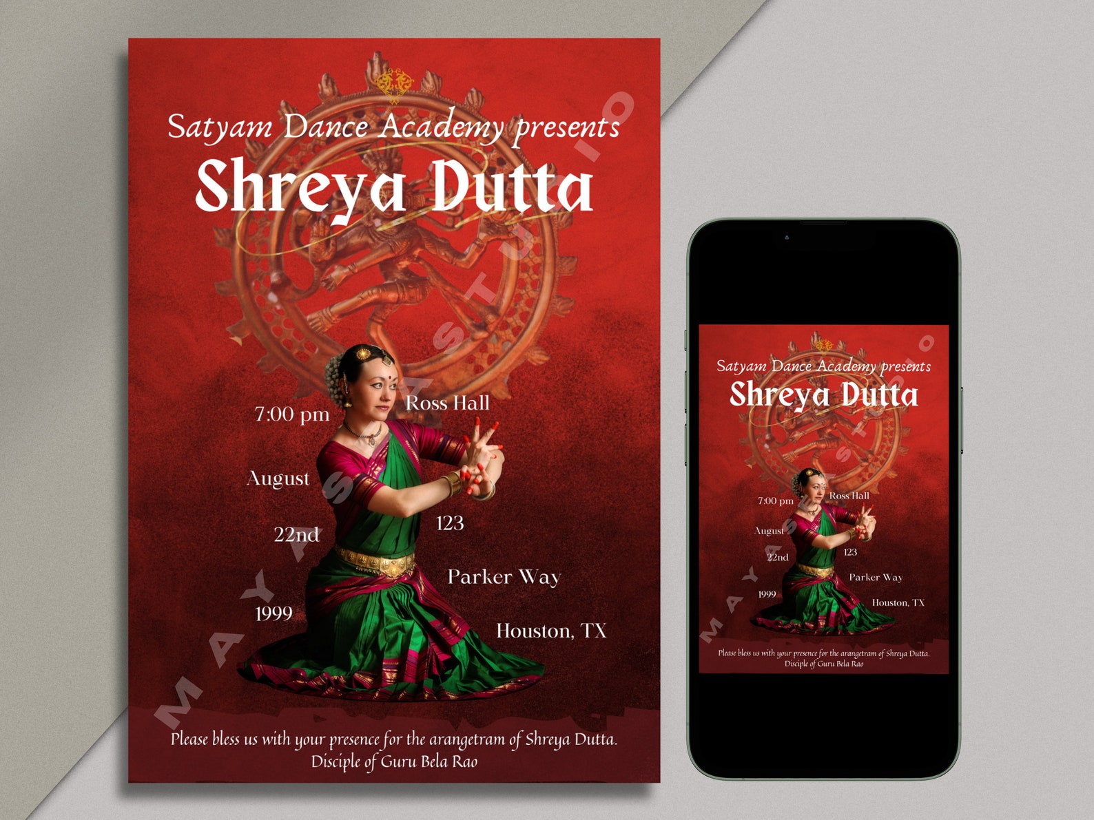 Arangetram Invitation Template,arangetram Evite,indian Classical Dance ...