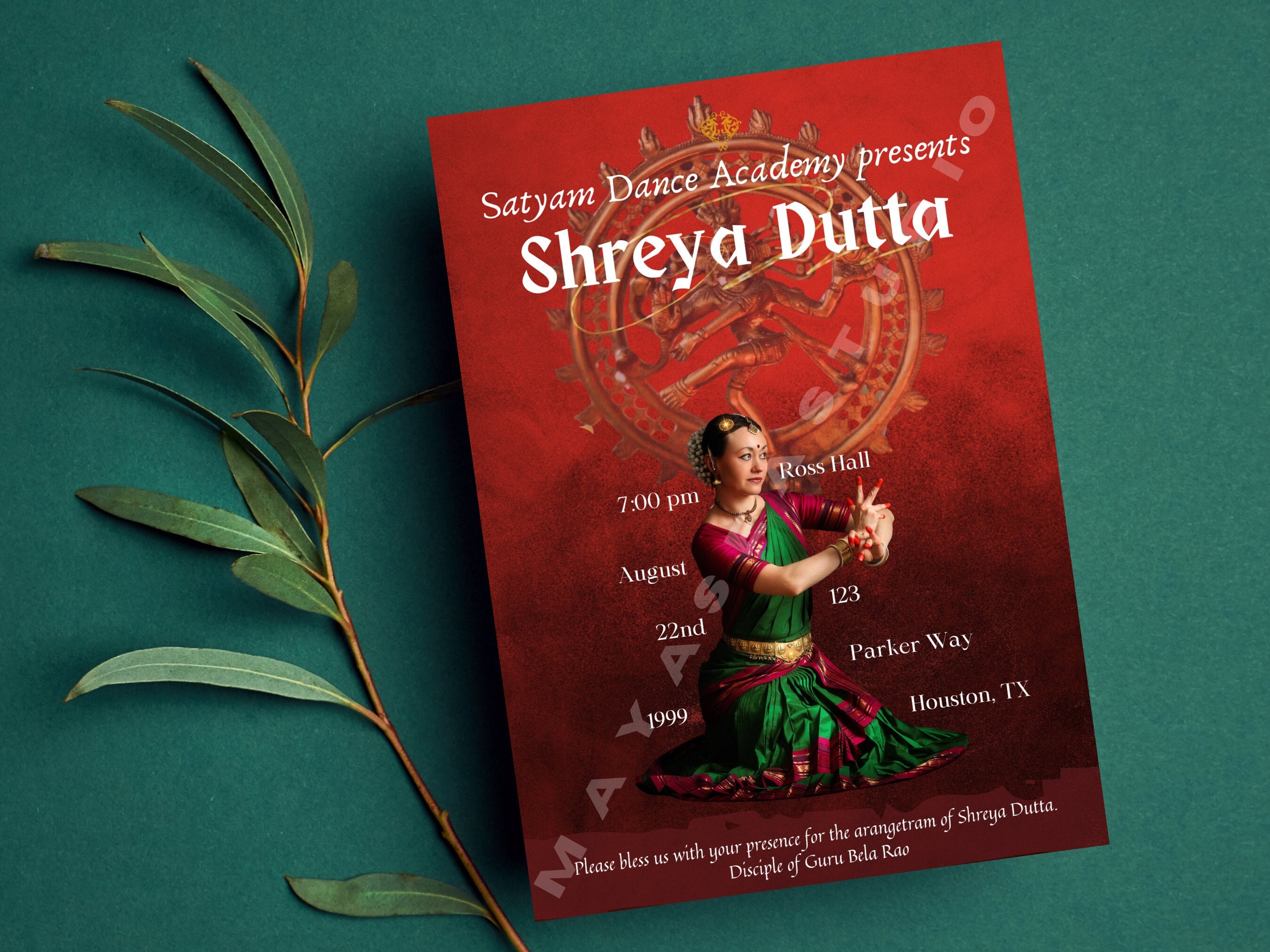 Arangetram Invitation Template,arangetram Evite,indian Classical Dance ...