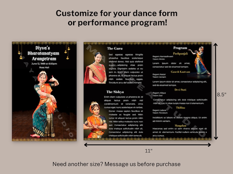 Arangetram Program Brochure,bharatanatyam Program,indian Classical Dance Recital Program ...
