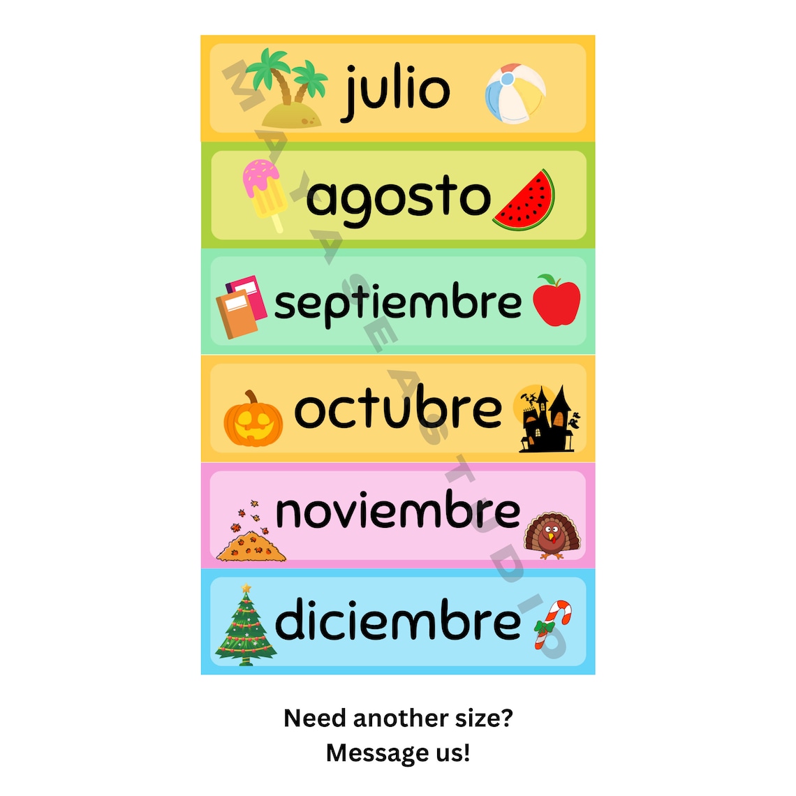 Los Meses Del Año, Spanish Months of the Year,months of the Year Poster ...