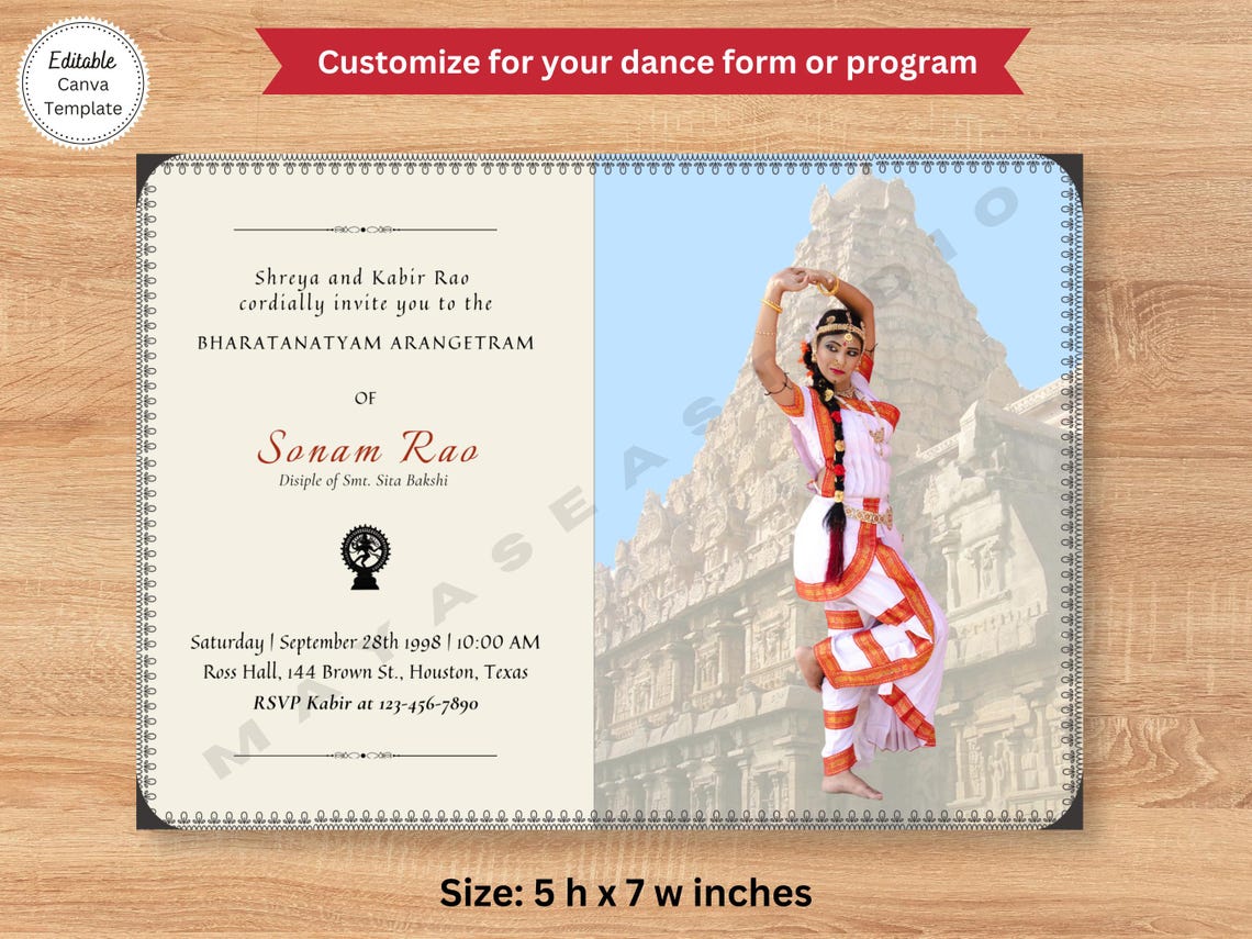 Arangetram Invitation Template, Arangetram Evite Upload,bharatanatyam ...