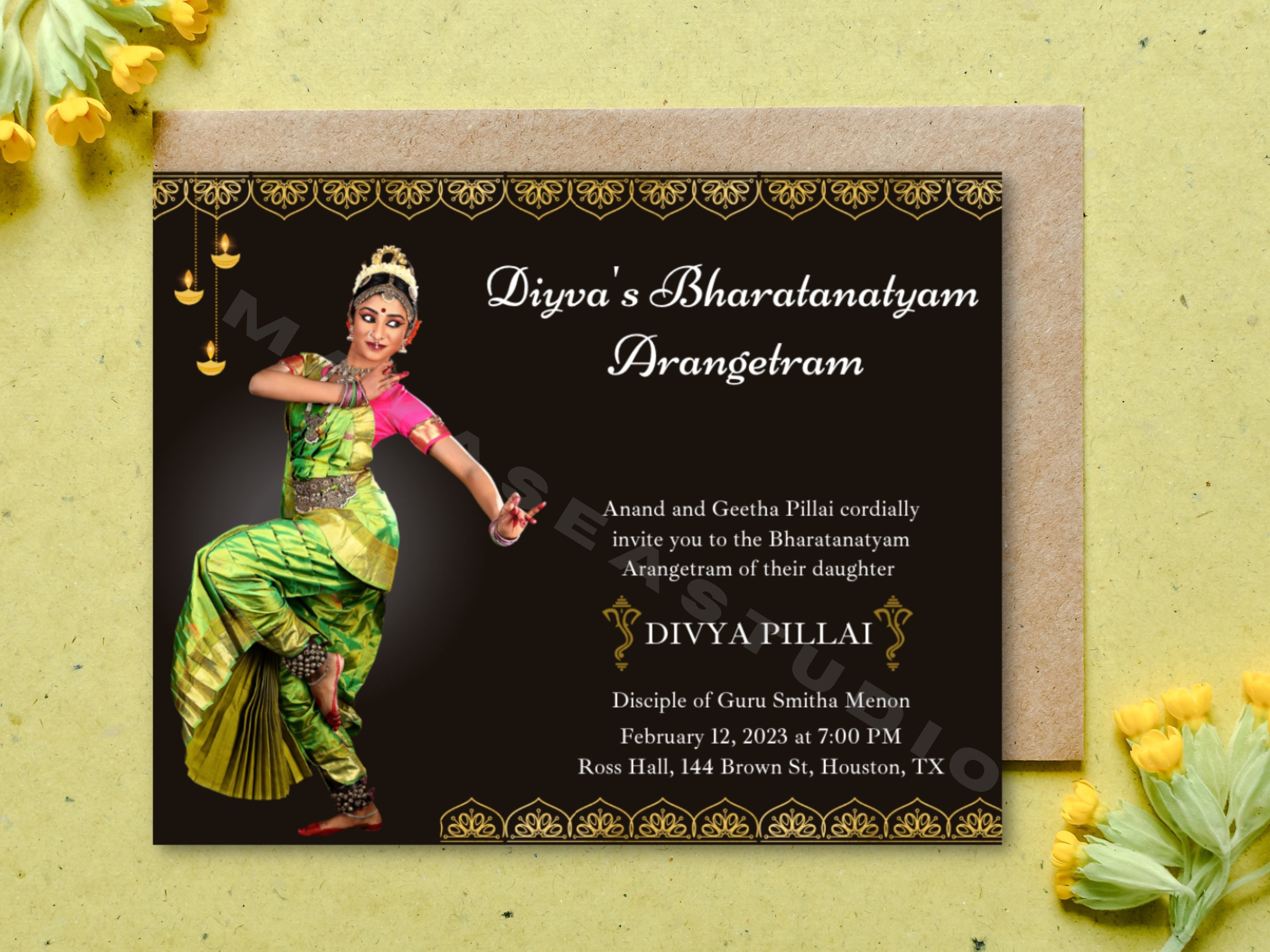 Dance Recital Invitationarangetram Invitation Templateindian Etsy