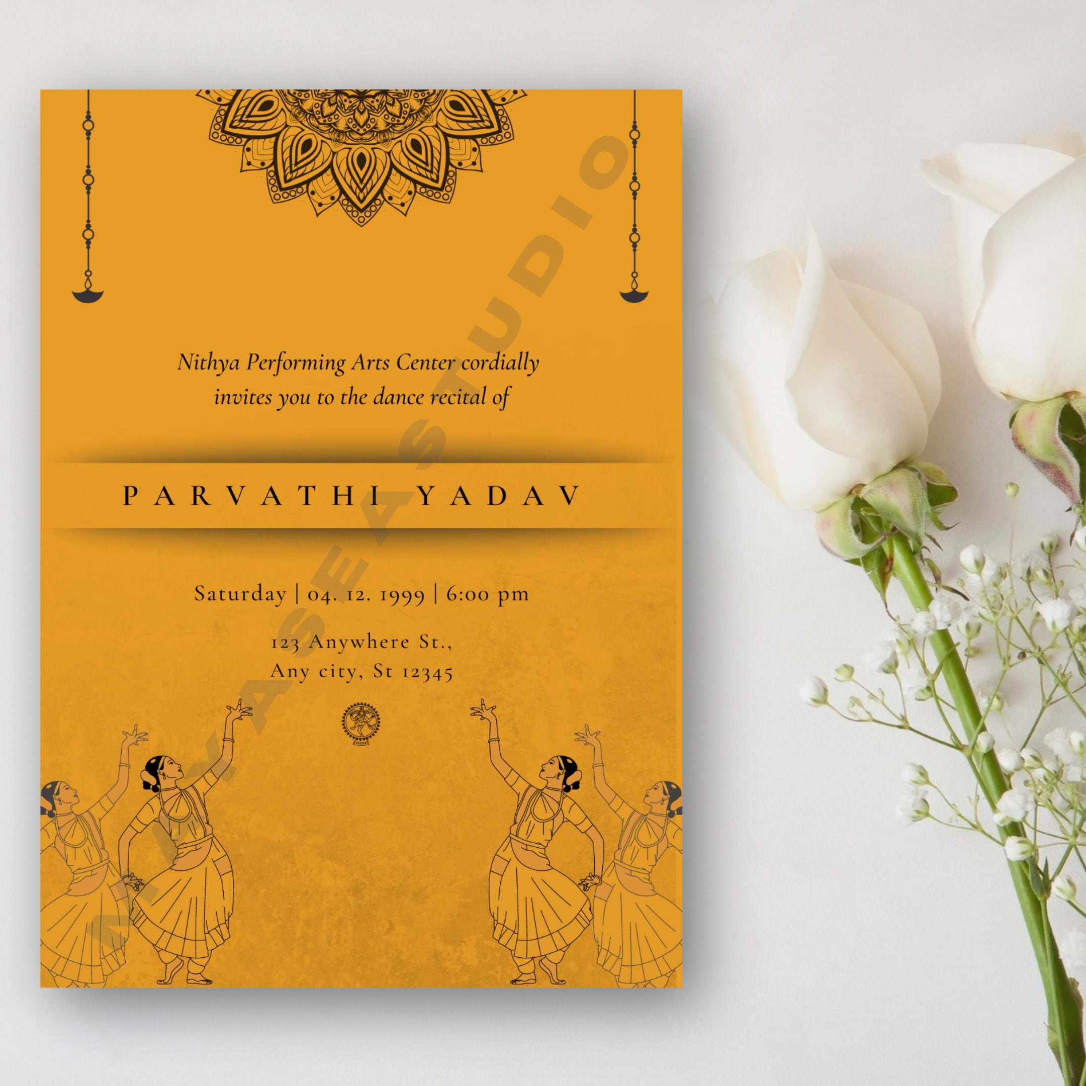 Bharatanatyam Invitation,arangetram Invitation Template,arangetram ...