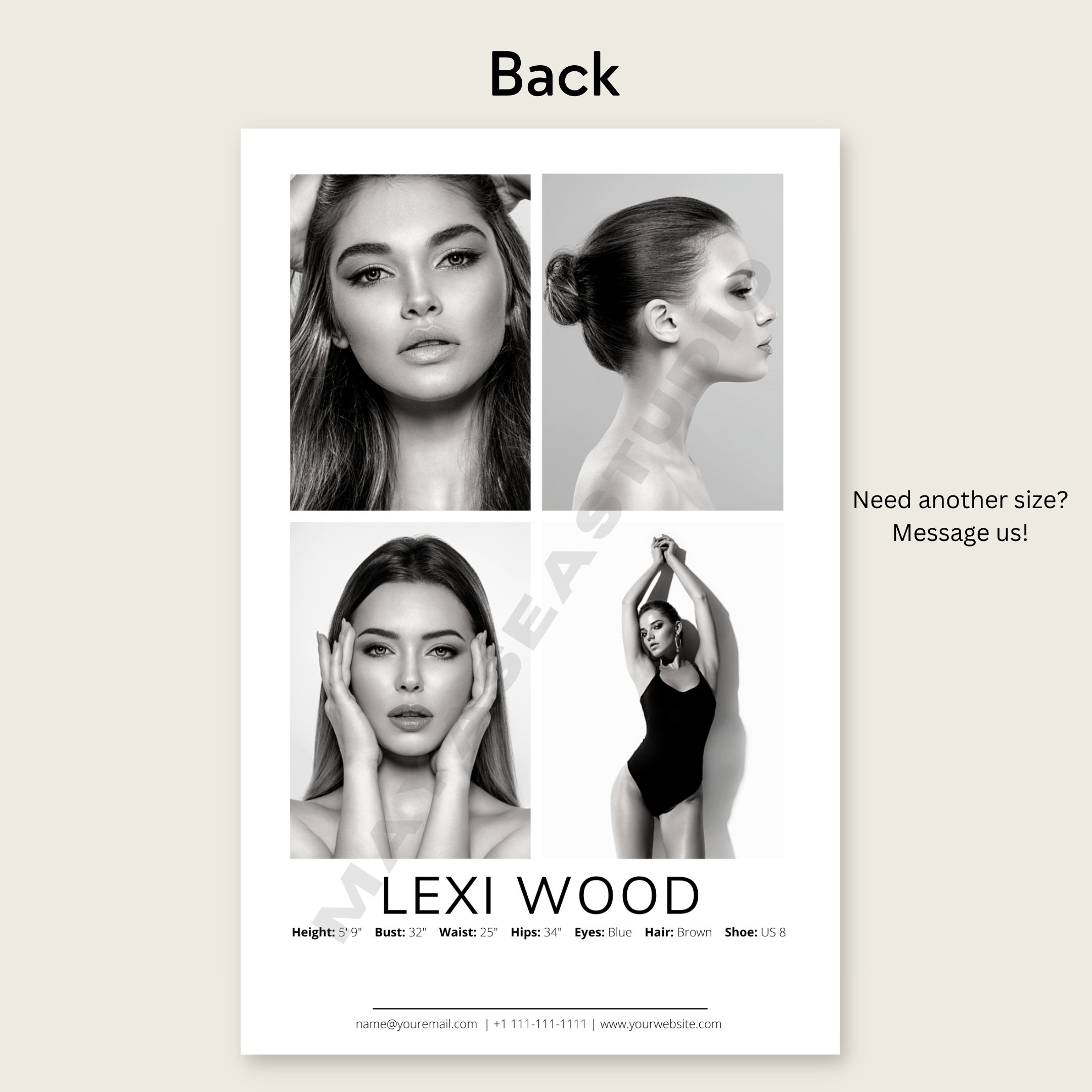 Model Comp Card, 8.5x5.5 Modeling Comp Card,model Comp Card Template ...