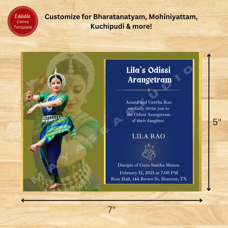 Arangetram Invitation Template,arangetram Invite,bharatanatyam Invite ...