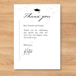 Graduation Thank You Card Template Graduation Card - Etsy
