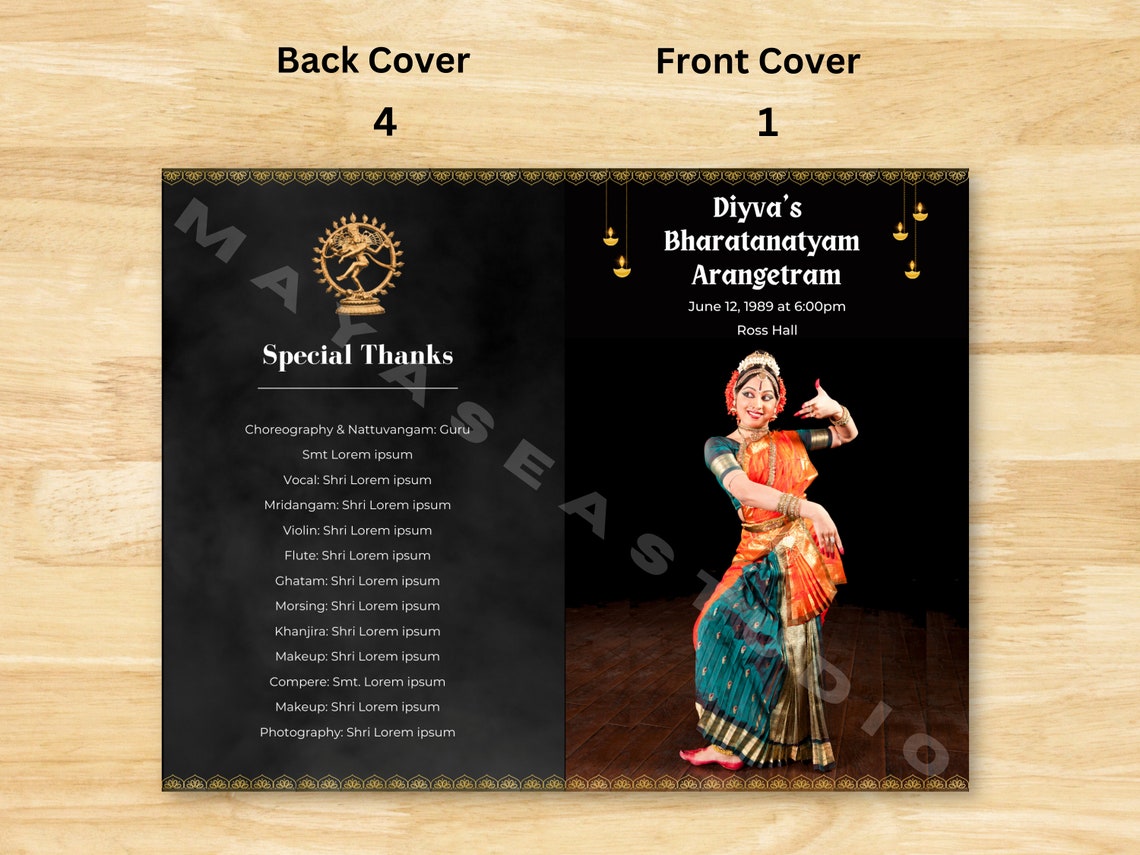 Arangetram Program Brochure,bharatanatyam Program,indian Classical ...
